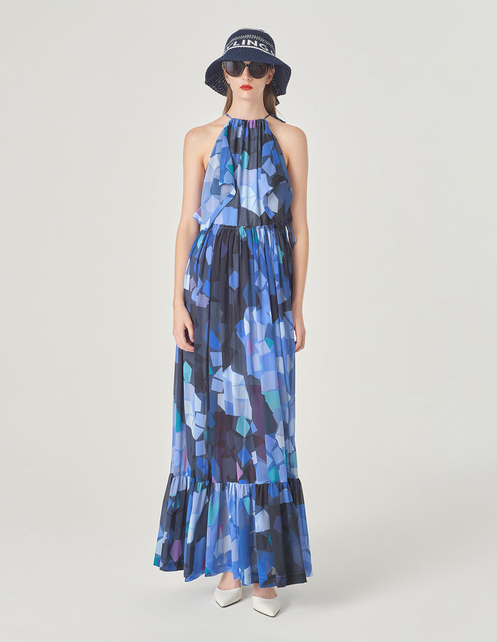 MARYLING Women's Drawstring Collar Halterneck Dress